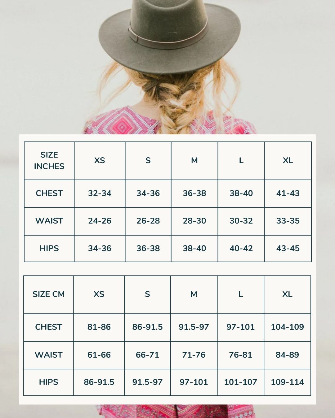 Poème Clothing Size Chart – Style Escape